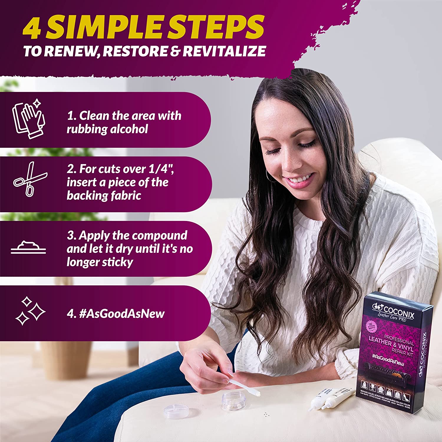 Kit reparatie si restaurare piele Coconix pentru tapiterie auto ...