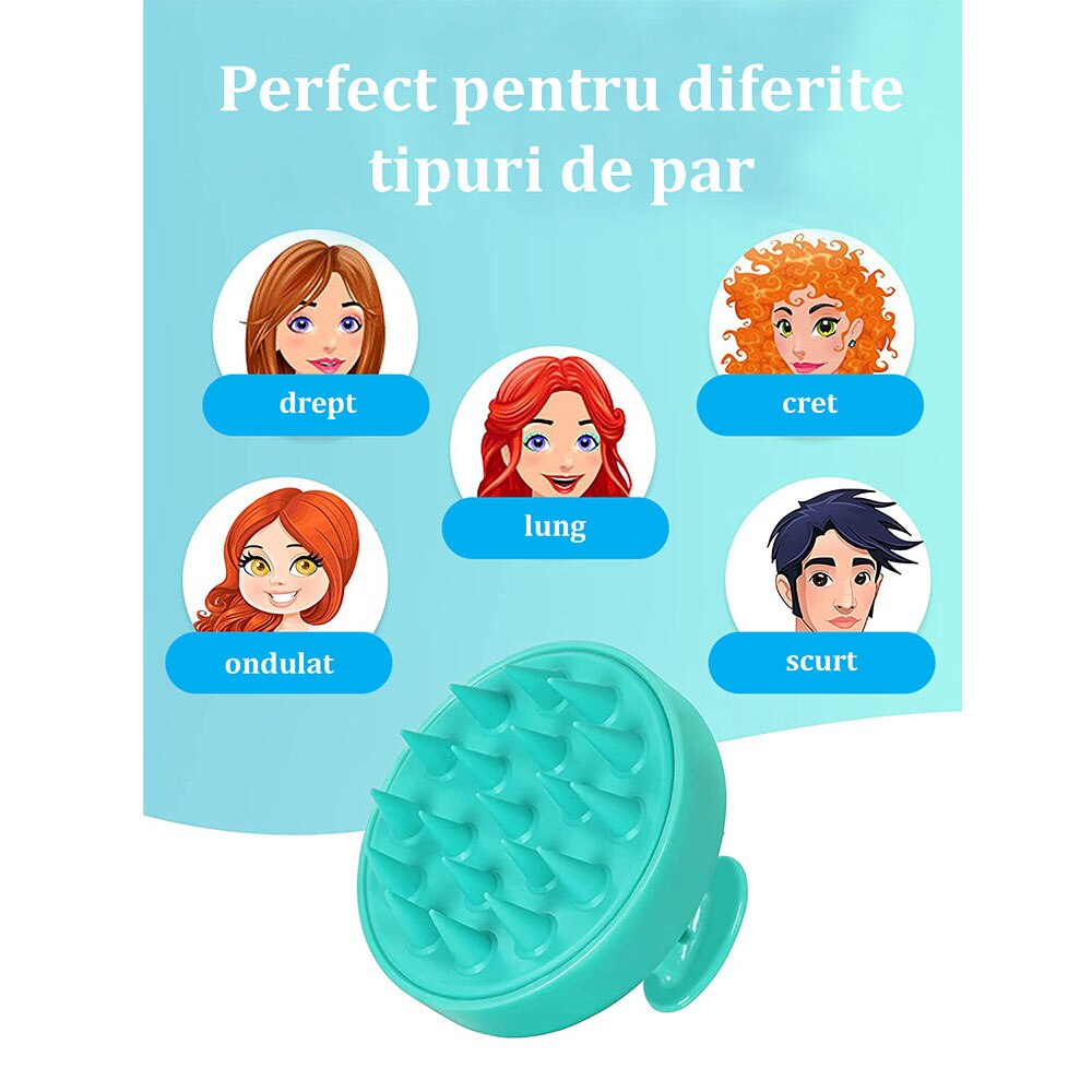 Perie SIKS pentru Masaj Capilar, Samponare si Curatare Scalp, Stimulare ...