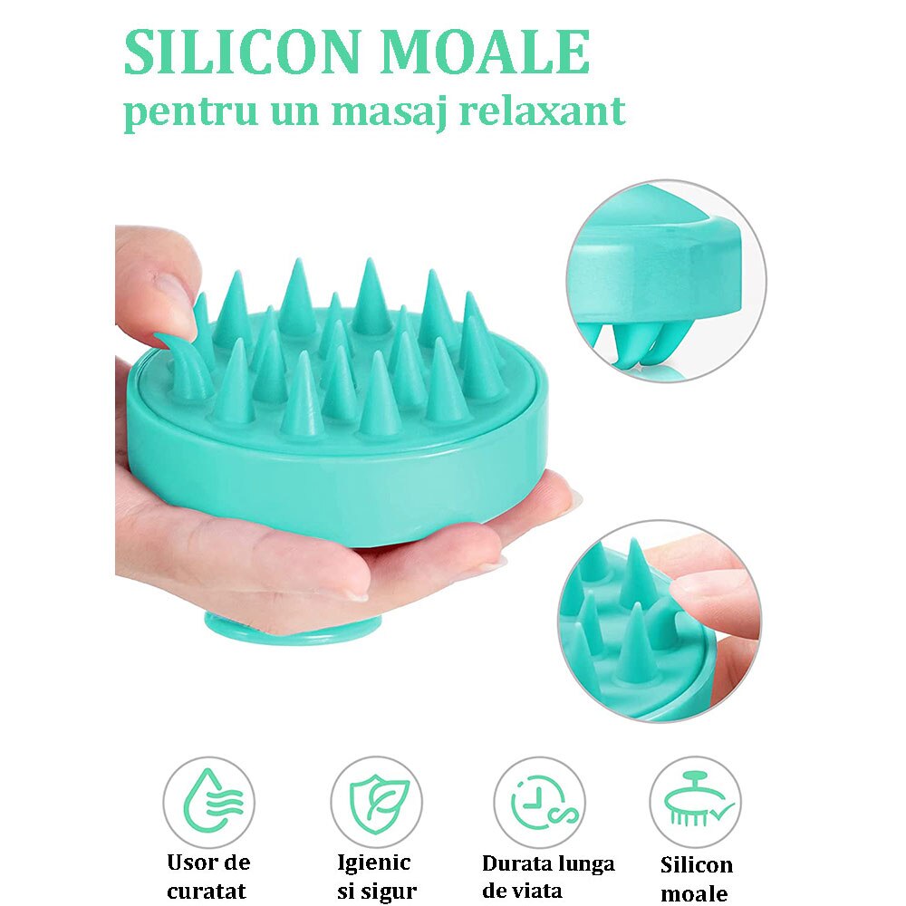 Perie SIKS pentru Masaj Capilar, Samponare si Curatare Scalp, Stimulare ...