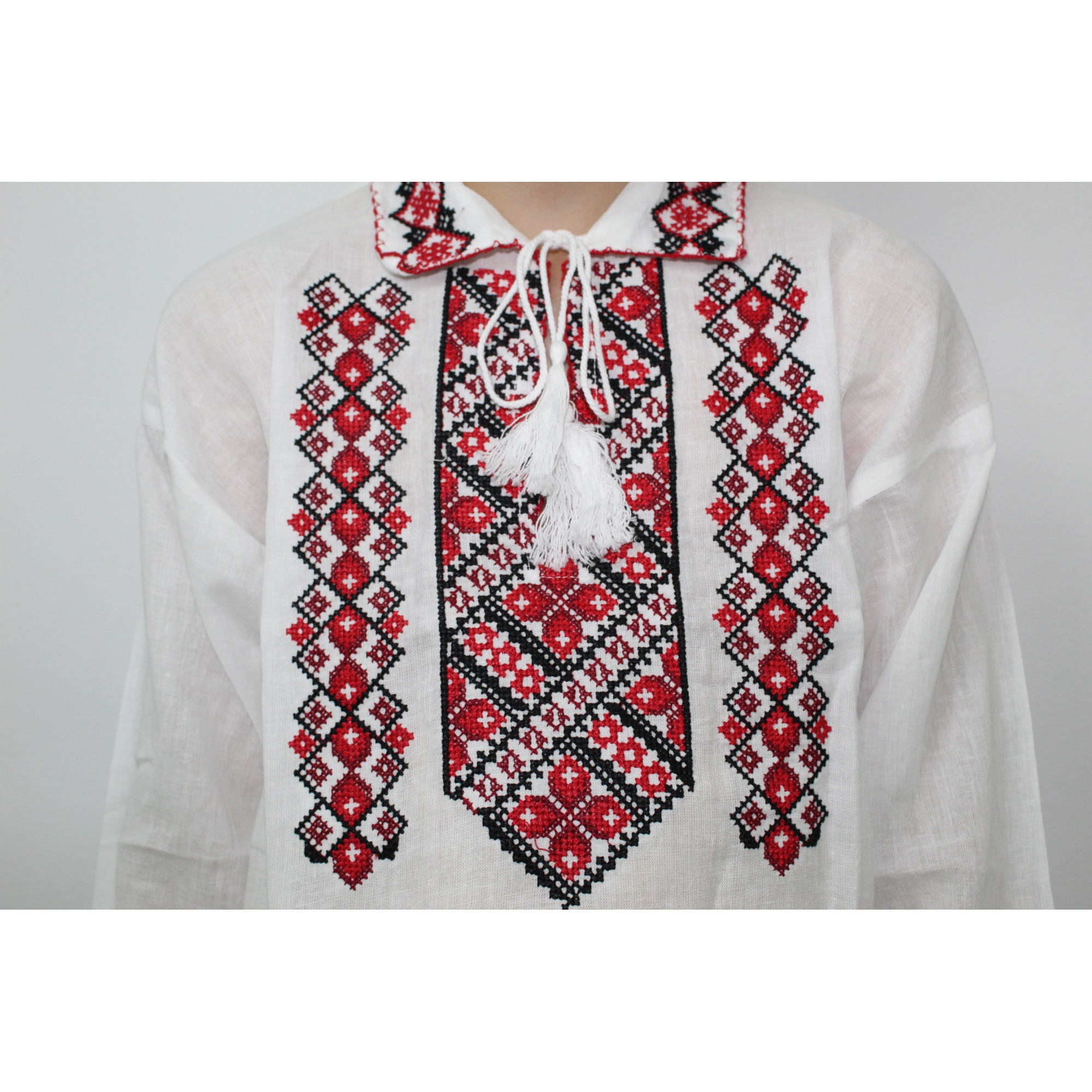 Camasa traditionala baiat, tip ie FLV24, culoarea alb, marimea 2, 1-2 ...