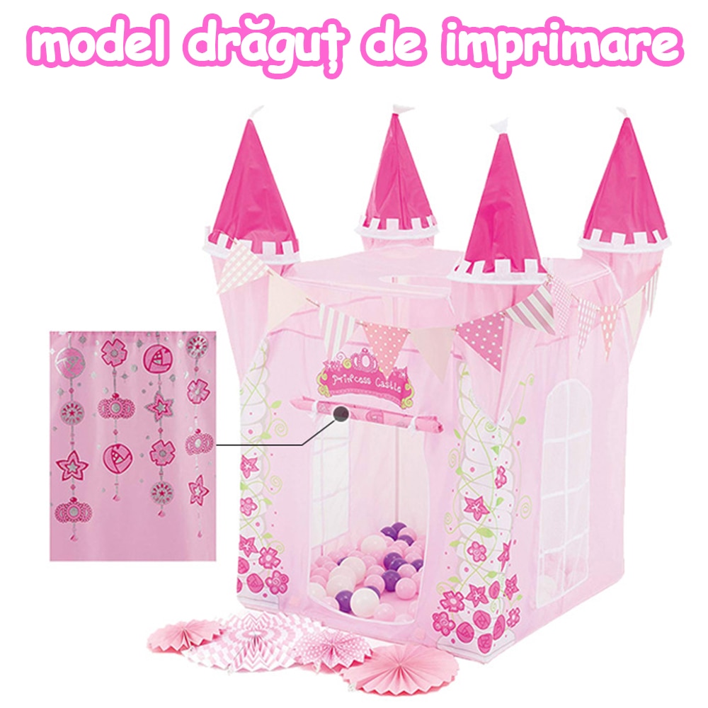 Cort de joaca pentru copii, Euotboup, 80x80x130cm, Roz - eMAG.ro