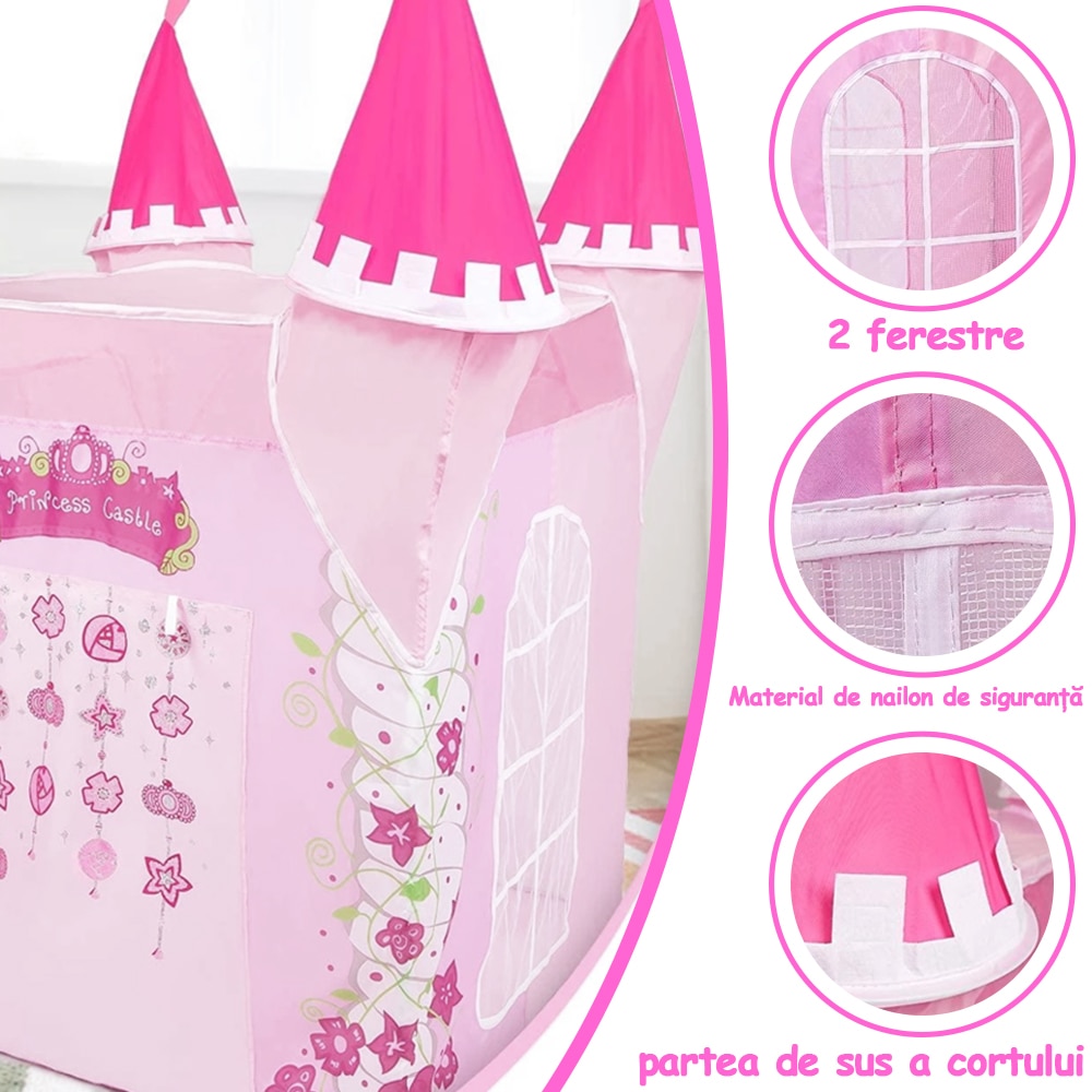 Cort de joaca pentru copii, Euotboup, 80x80x130cm, Roz - eMAG.ro
