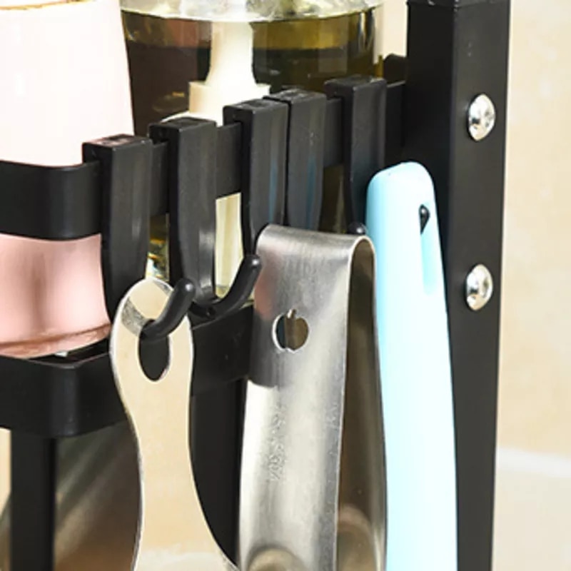 Raft pentru condimente, 2 polite, otel inoxidabil, negru, 33X41.7X20 cm ...