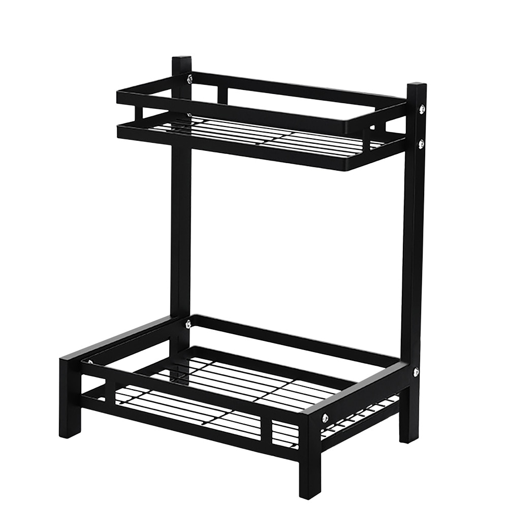 Raft pentru condimente, 2 polite, otel inoxidabil, negru, 33X41.7X20 cm ...