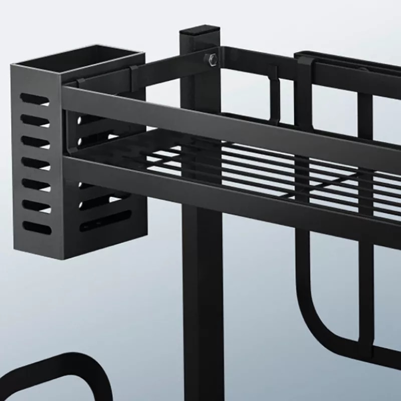 Raft pentru condimente, 2 polite, otel inoxidabil, negru, 33X41.7X20 cm ...