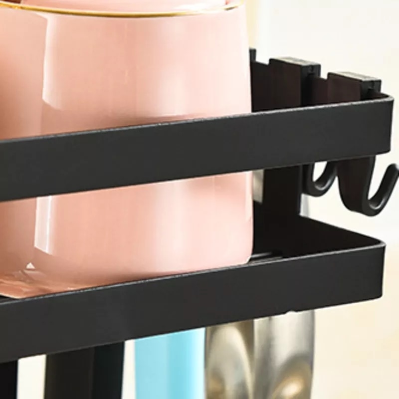 Raft pentru condimente, 2 polite, otel inoxidabil, negru, 33X41.7X20 cm ...