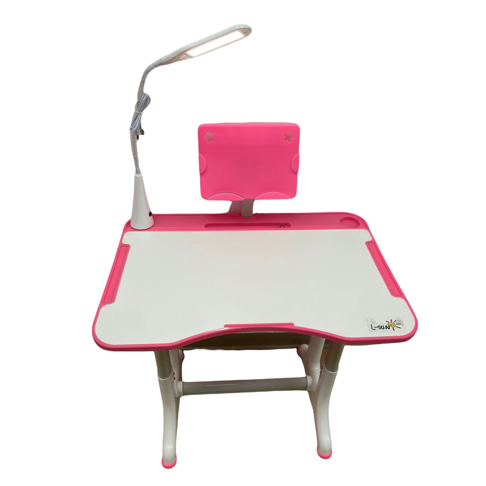 Birou cu scaun, reglabile pe inaltime, cu lampa si suport tableta, roz ...