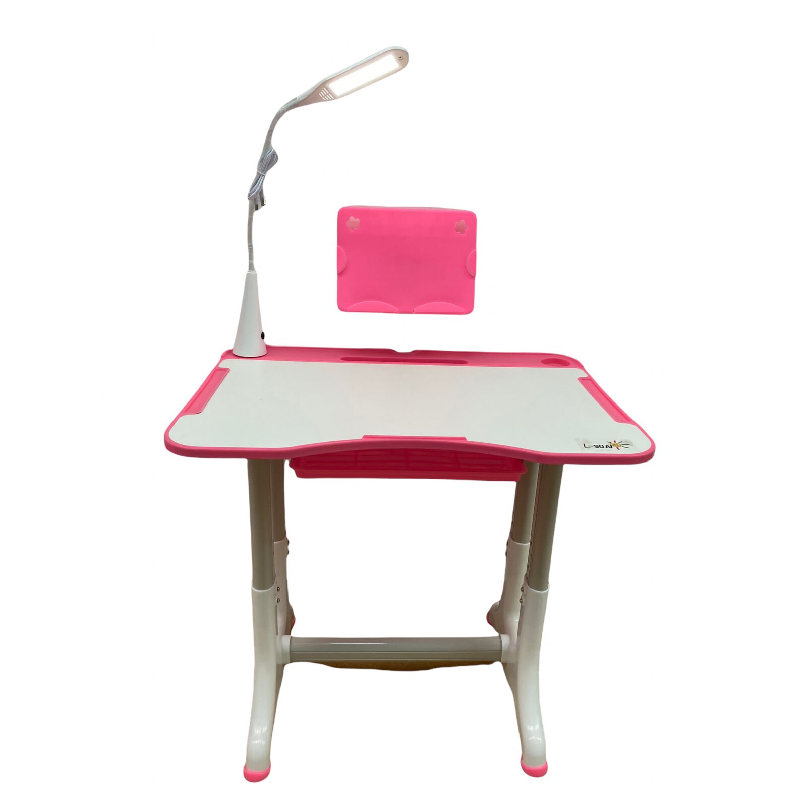 Birou cu scaun, reglabile pe inaltime, cu lampa si suport tableta, roz ...