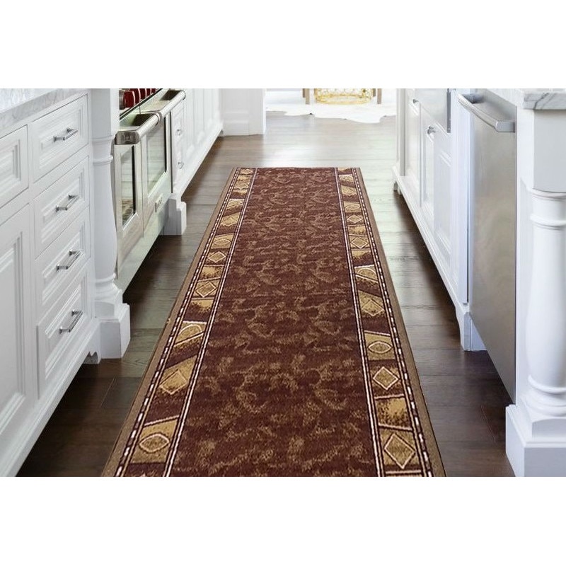 Traversa Sinir, maro cu bej, suport cauciuc, 80 x 250 cm - eMAG.ro