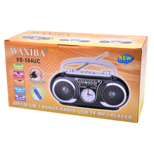 Radio Cu Mp3 portabil Stereo, TF/USB, AM, FM, SW, Ceas, SOMICA, Negru ...