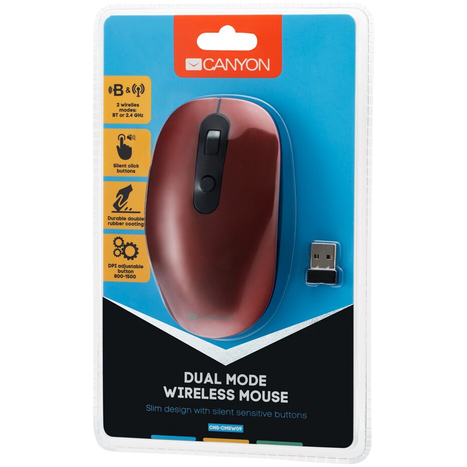 Mouse Canyon MW-9 Dual-mode Wireless Red - eMAG.ro