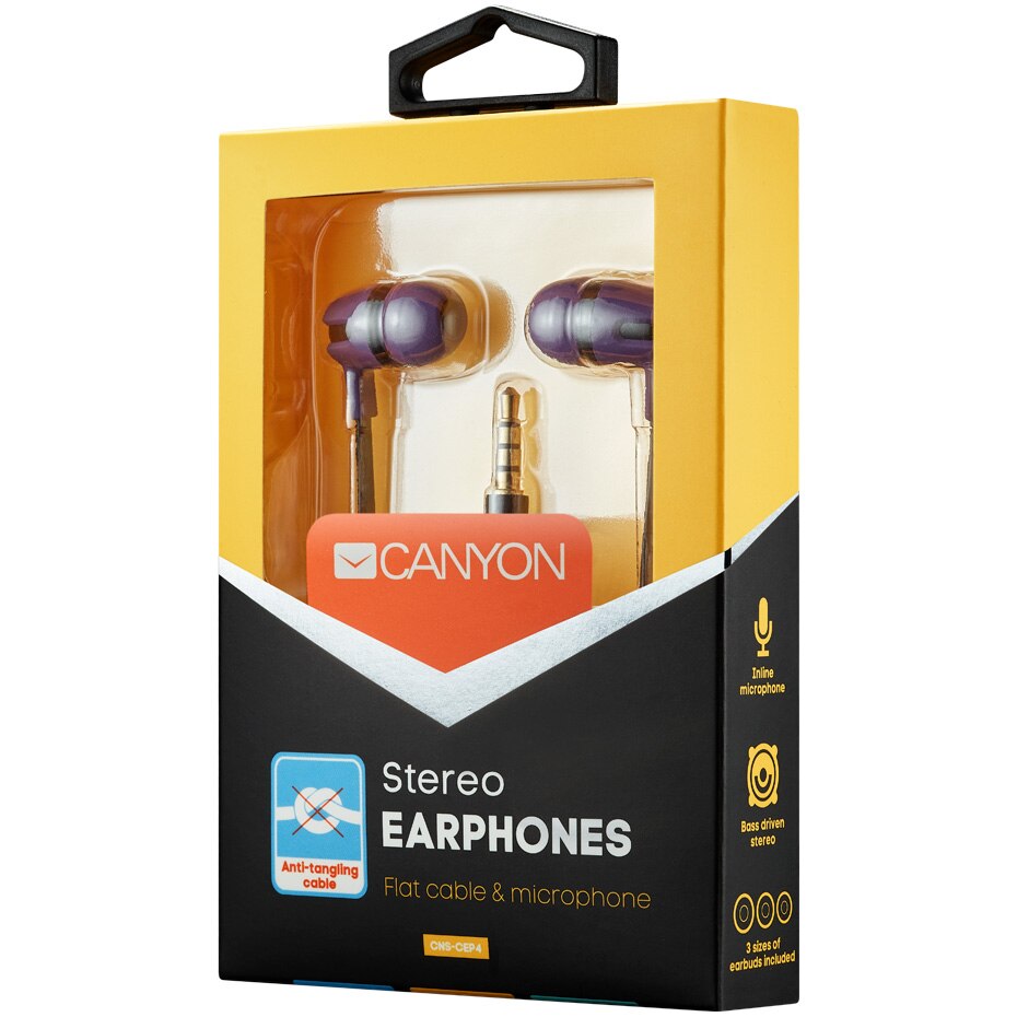 Casti Canyon SEP-4 cu microfon, Mov - eMAG.ro