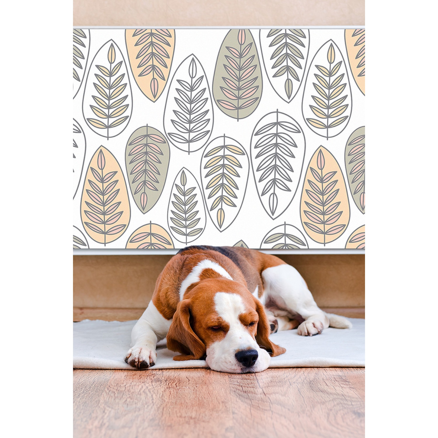 Magnet decorativ, Dreptunghi, Frunze Grafice, Gri, 100 cm x 60 cm ...