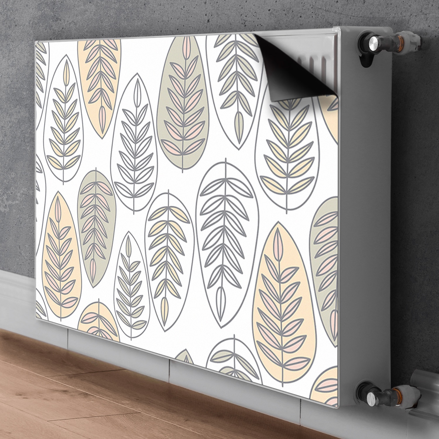 Magnet decorativ, Dreptunghi, Frunze Grafice, Gri, 100 cm x 60 cm ...
