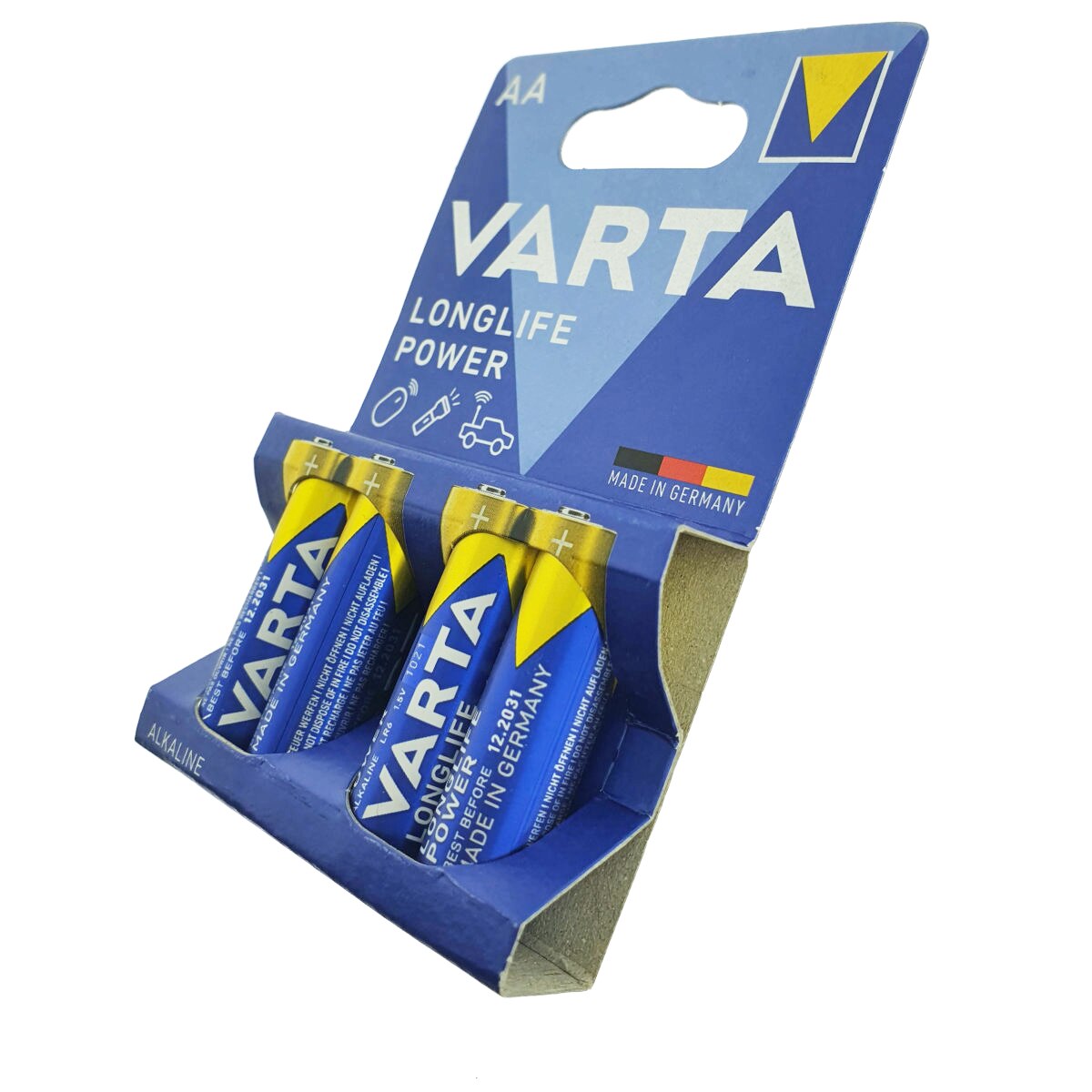 Set 4 baterii alcaline LR06, Varta Longlife Power AA, 1.5V, in blister ...
