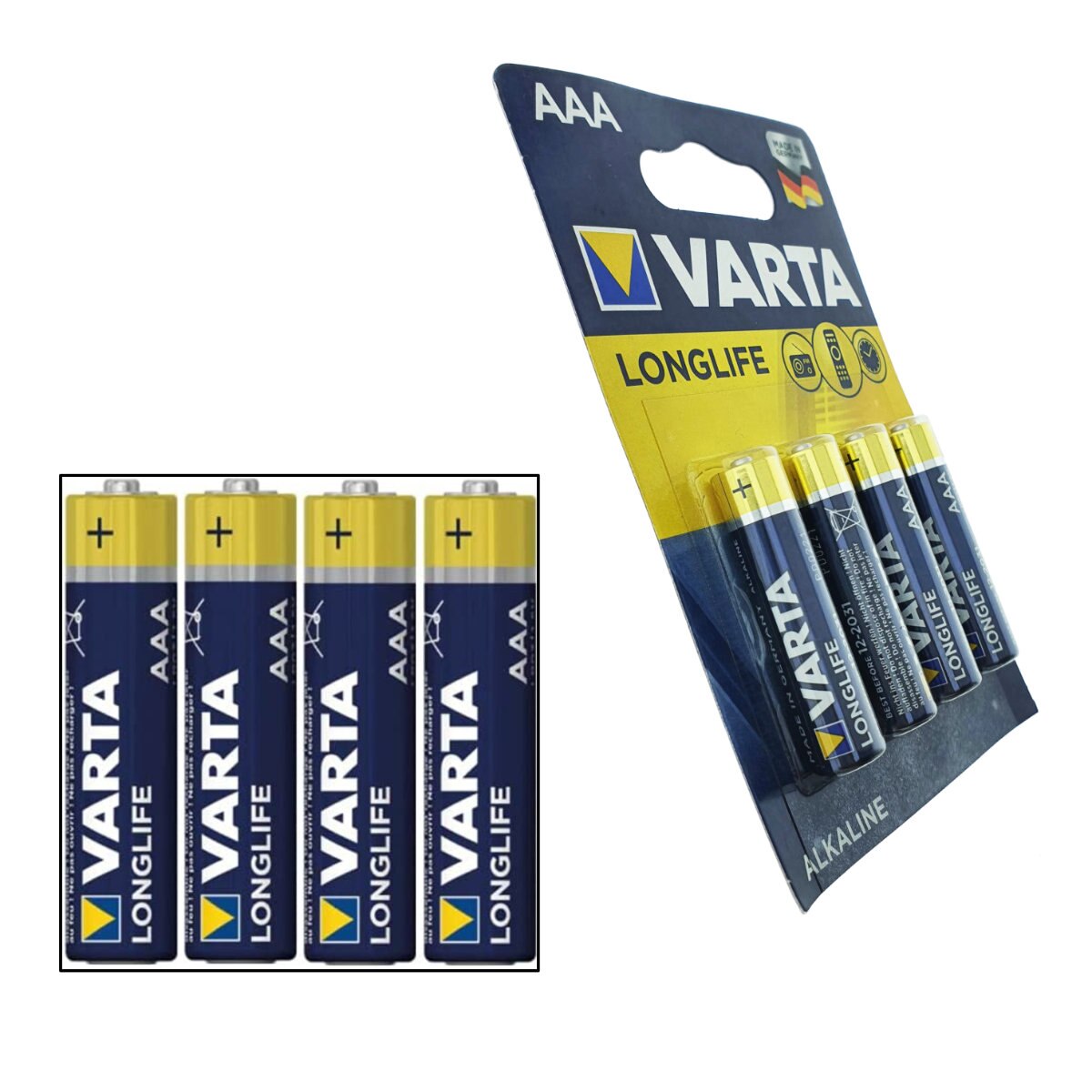Set 4 baterii alcaline LR03, Varta Longlife AAA, 1.5V, in blister - eMAG.ro