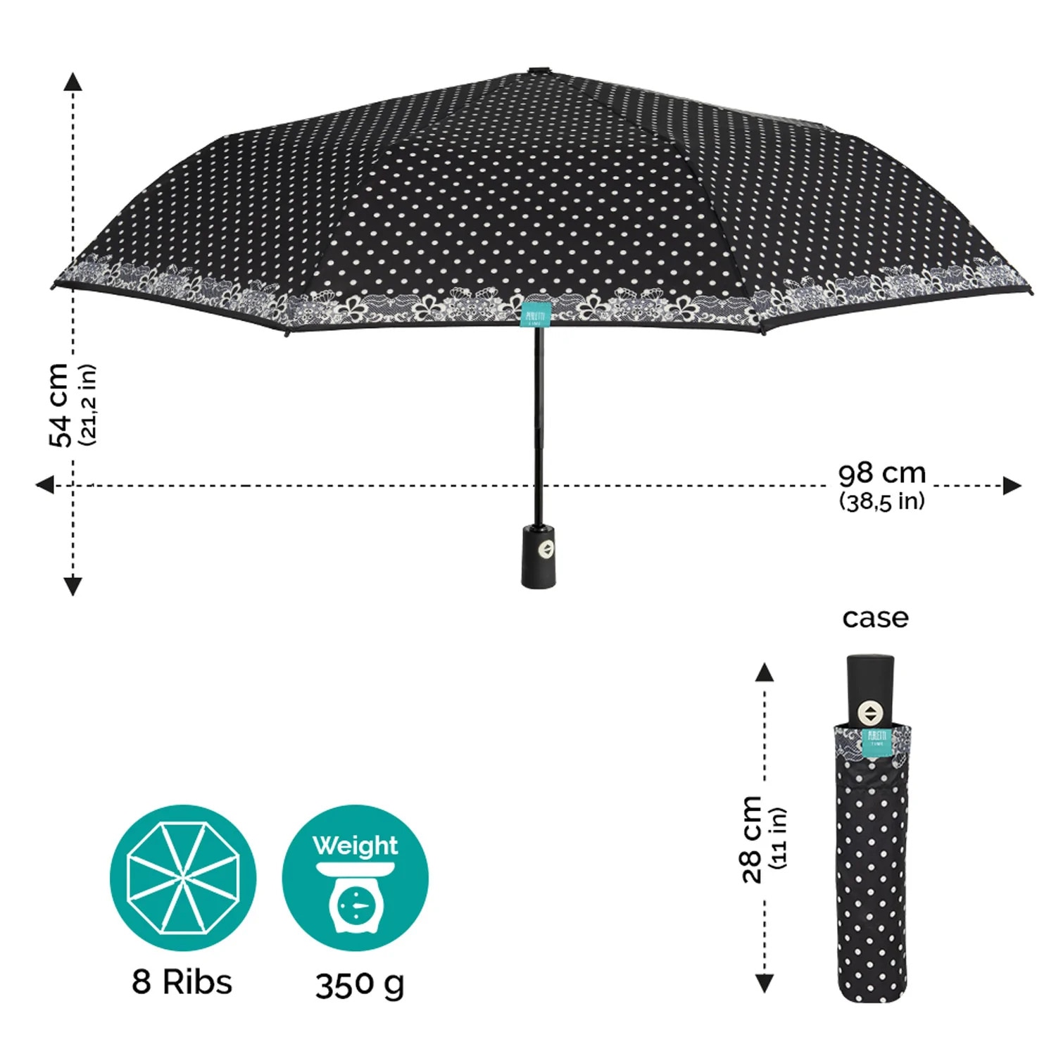 Umbrela Automata Open-Close Perletti Time 26212, Pentru Femei, Negru - eMAG.ro