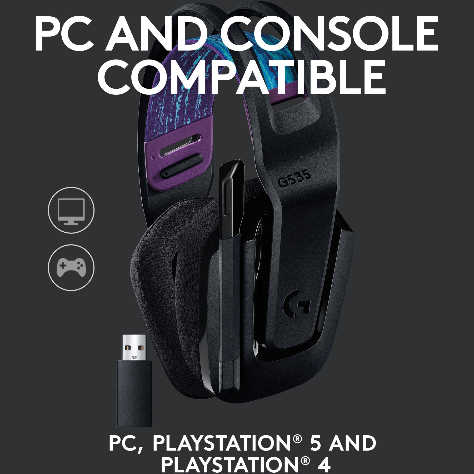 Casti gaming wireless Logitech G535 Lightspeed, drivere 40mm, greutate ...