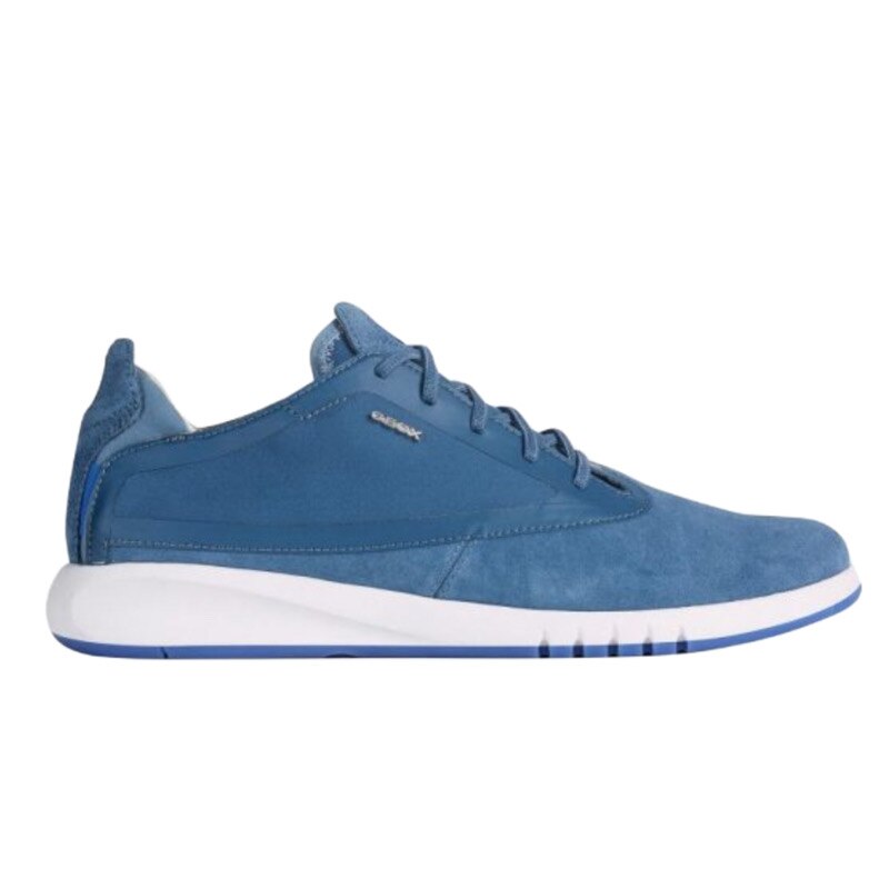 Pantofi sport barbati, Geox Aerantis, piele intoarsa, siret, albastru ...