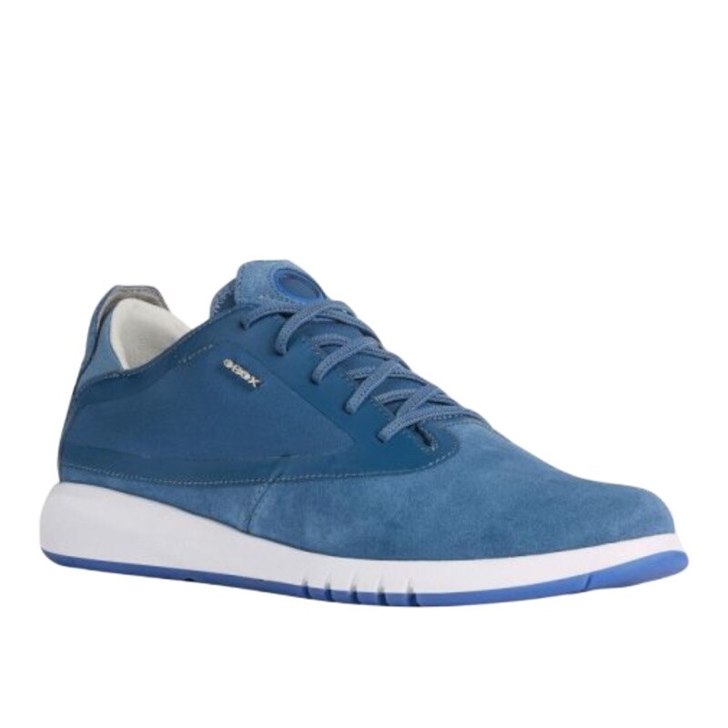 Pantofi sport barbati, Geox Aerantis, piele intoarsa, siret, albastru ...
