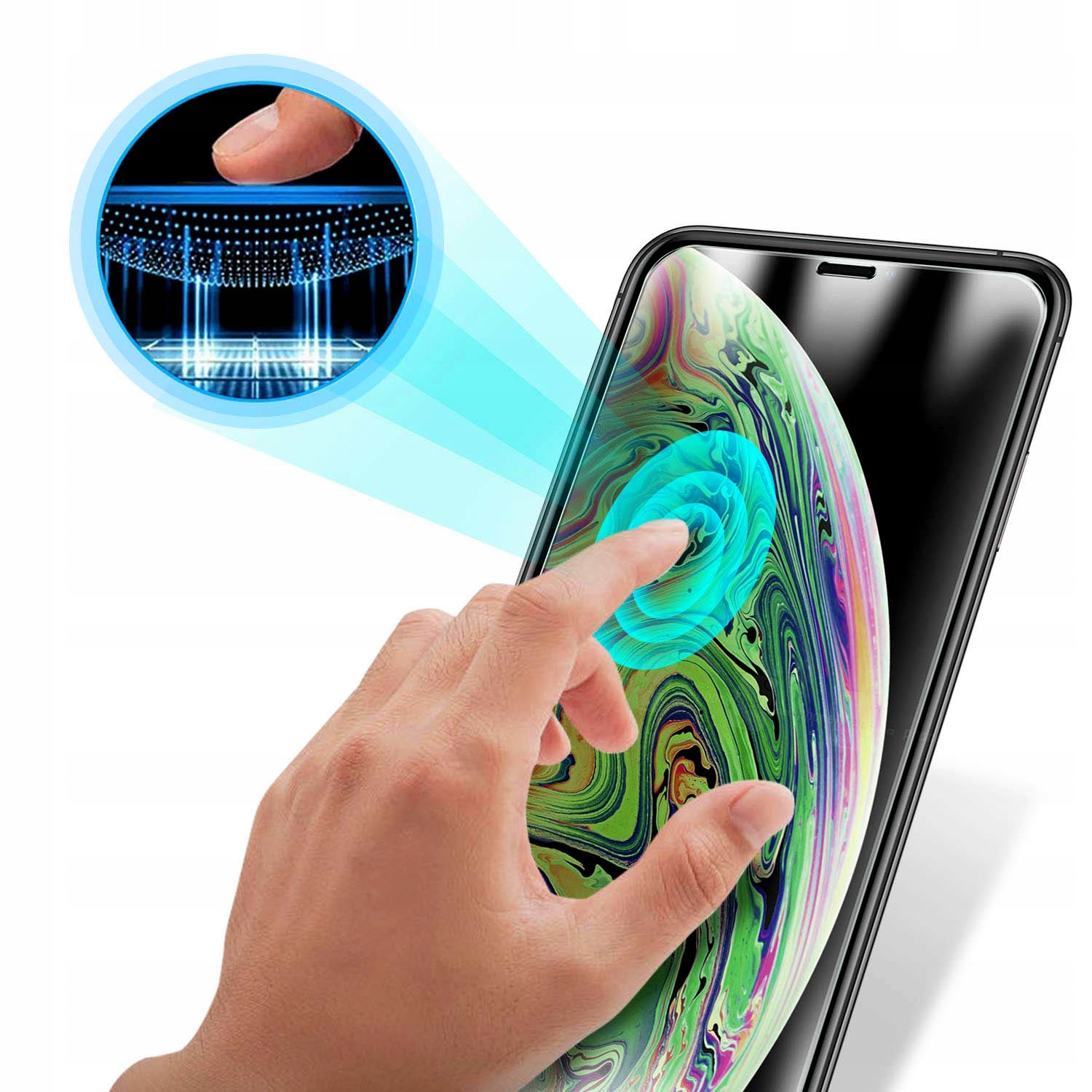 Set folie de protectie fata/spate, iCover, Sticla hibrid, Compatibil cu ...