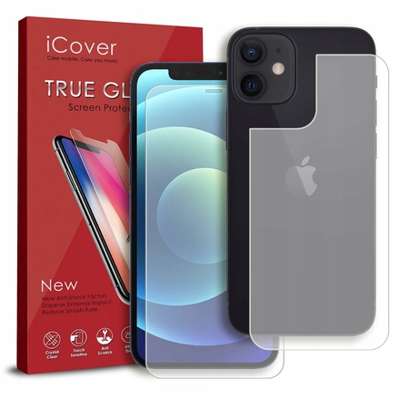 Set folie de protectie fata/spate, iCover, Sticla hibrid, Compatibil cu ...