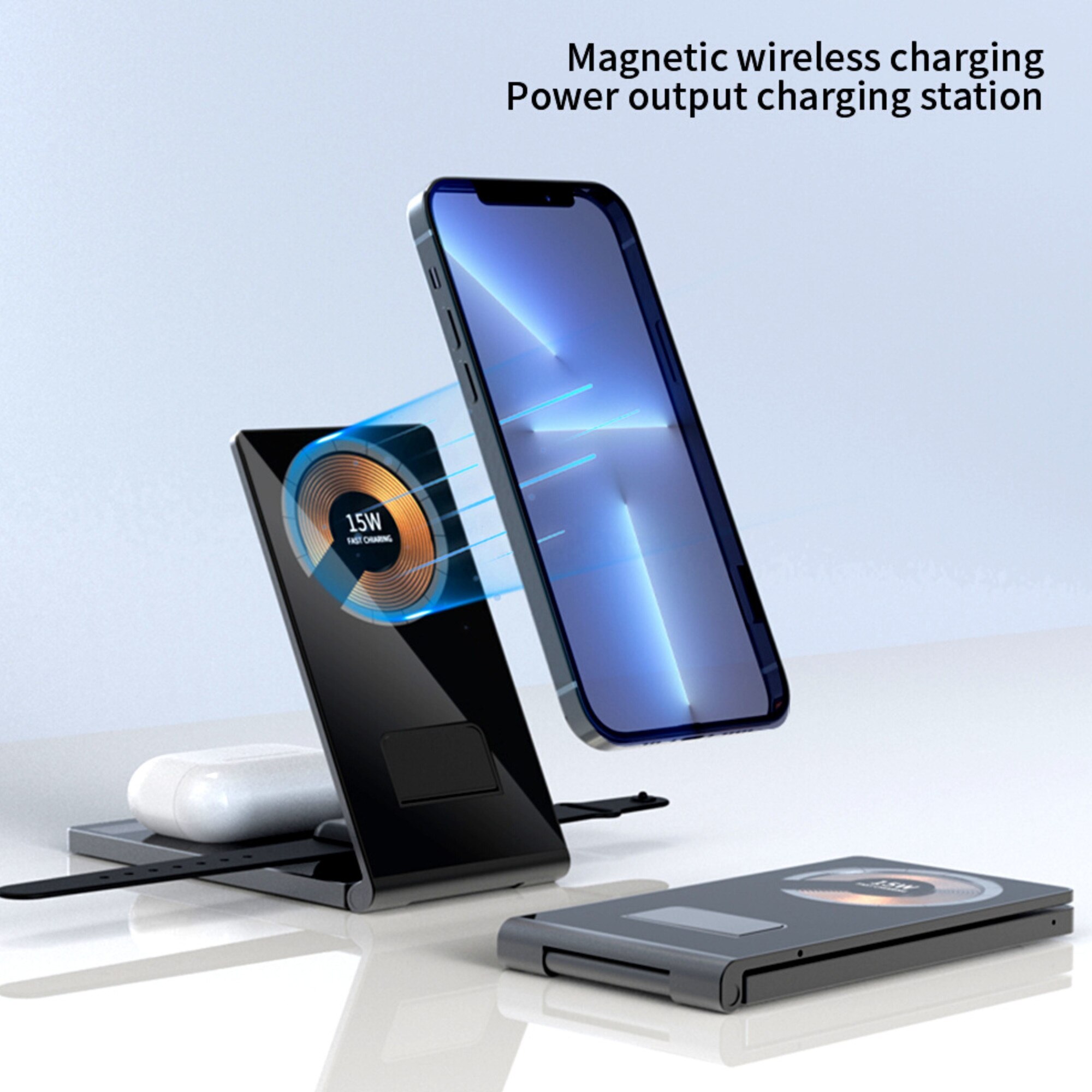 Incarcator Wireless Magnetic Pliabil 4 In 1 ESL by Essential Level® Qi ...