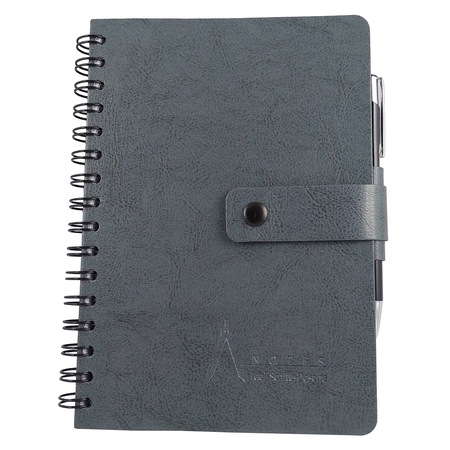 Agenda notes A5 Premium cu foi albe veline, coperta flexibila gri din ...