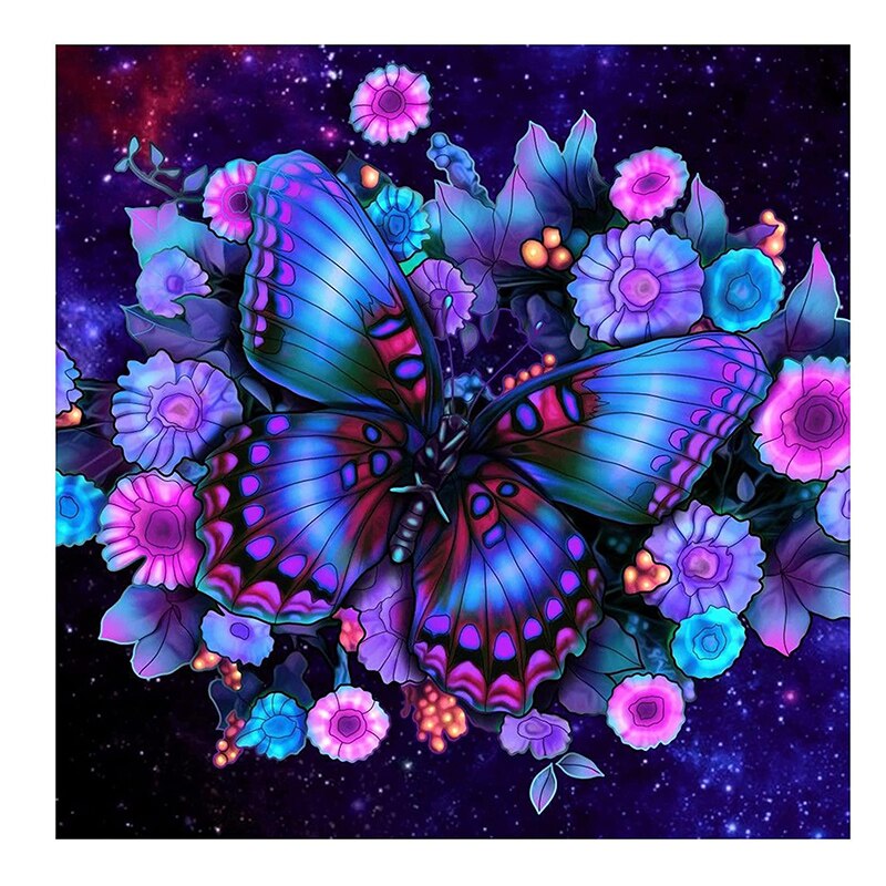 Комплект 5D диамантени рисунки, Модел на пеперуда, 24.9x24.9 см ...