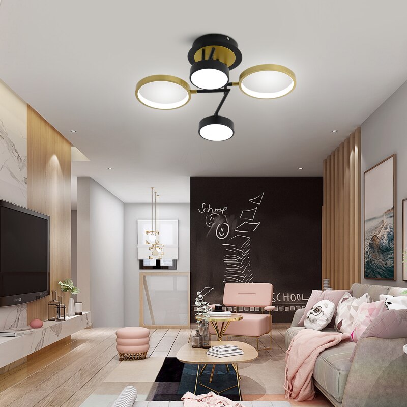 Candelabru LED modern, Toolight, 36W, Fier Forjat, Lampa Cu 4 inele ...