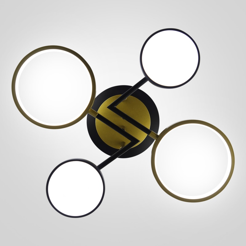 Candelabru LED modern, Toolight, 36W, Fier Forjat, Lampa Cu 4 inele ...