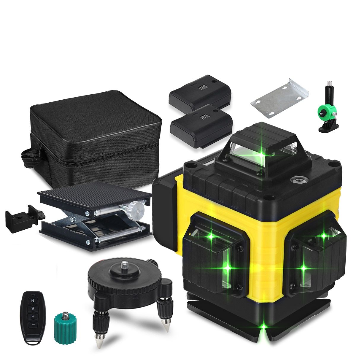 4D Lézeres szintező, FASGet, zöld lézer 16 soros LED kijelzővel, 2 ...