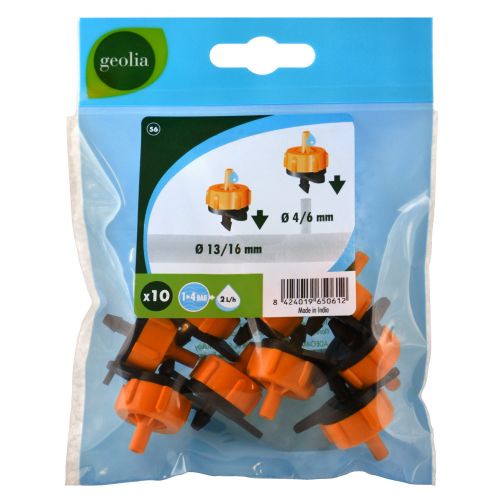 Комплект капкомер Geolia, регулируем, полипропилен, Ø 6 mm, 2 l/h, 10 ...