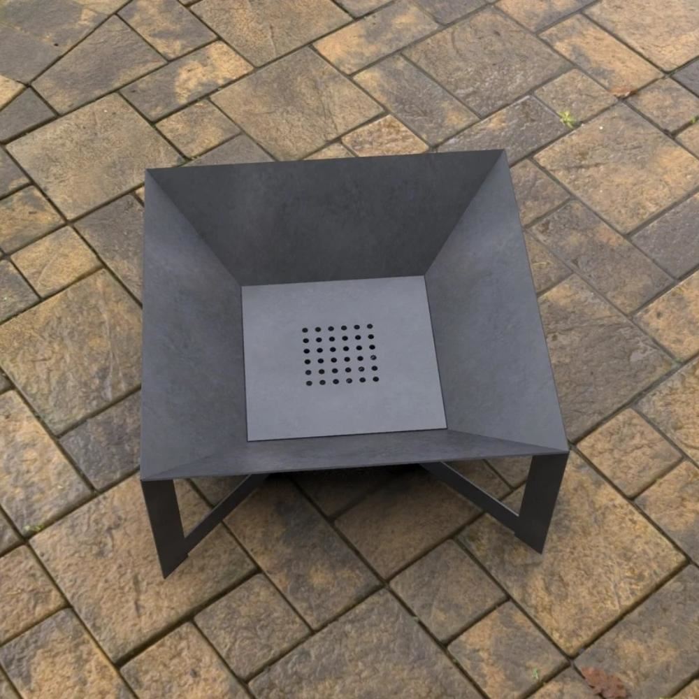Incalzitor pentru terasa/gradina, Square Fire Pit KRO-1077, Otel, Negru ...