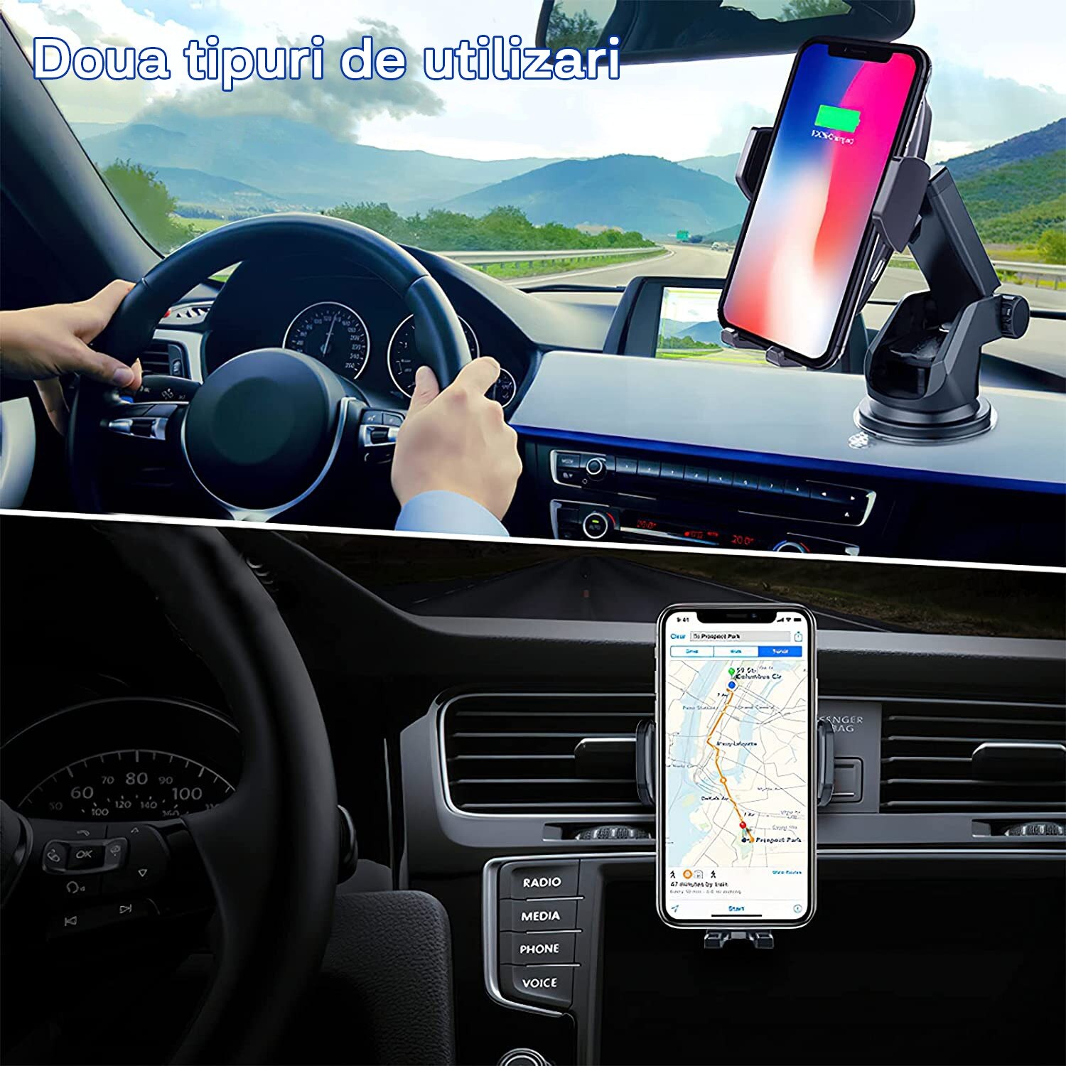 Suport incarcator wireless, auto, Qyntech®, mirror glass, automat ...