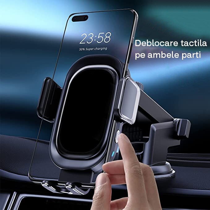 Suport incarcator wireless, auto, Qyntech®, mirror glass, automat ...