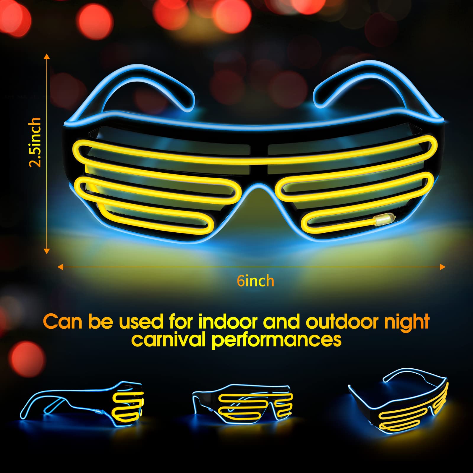 Ochelari petrecere, WALALLA, LED, Galben/Albastru - eMAG.ro