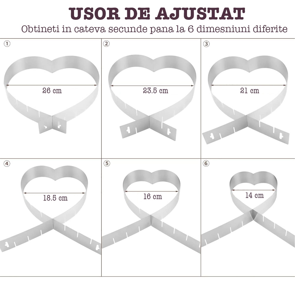 Forma reglabila tort/prajituri, Quasar & Co., forma inima, otel ...