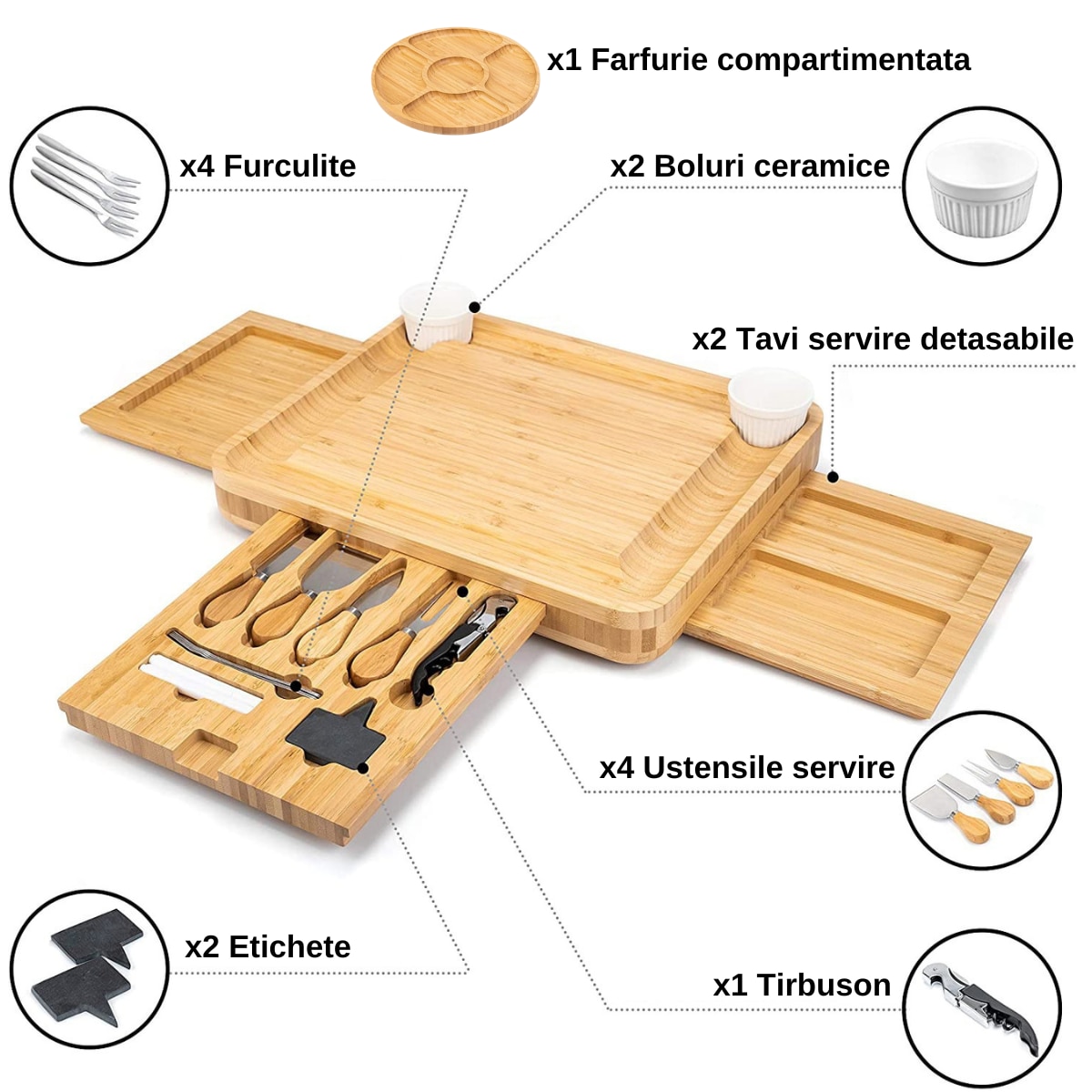 Set pentru servire aperitive si branzeturi - eMAG.ro