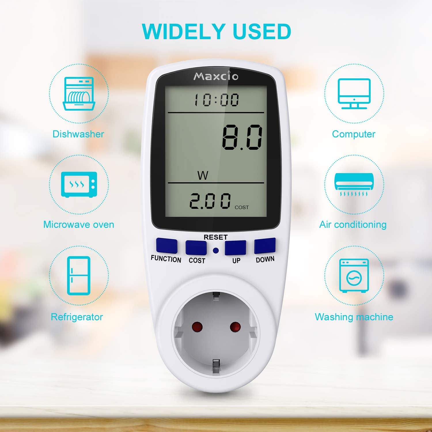 Priza digitala tip contor, BOMSTOM, 230V, 16A, 3680W, afisaj W/kWh/V/A ...