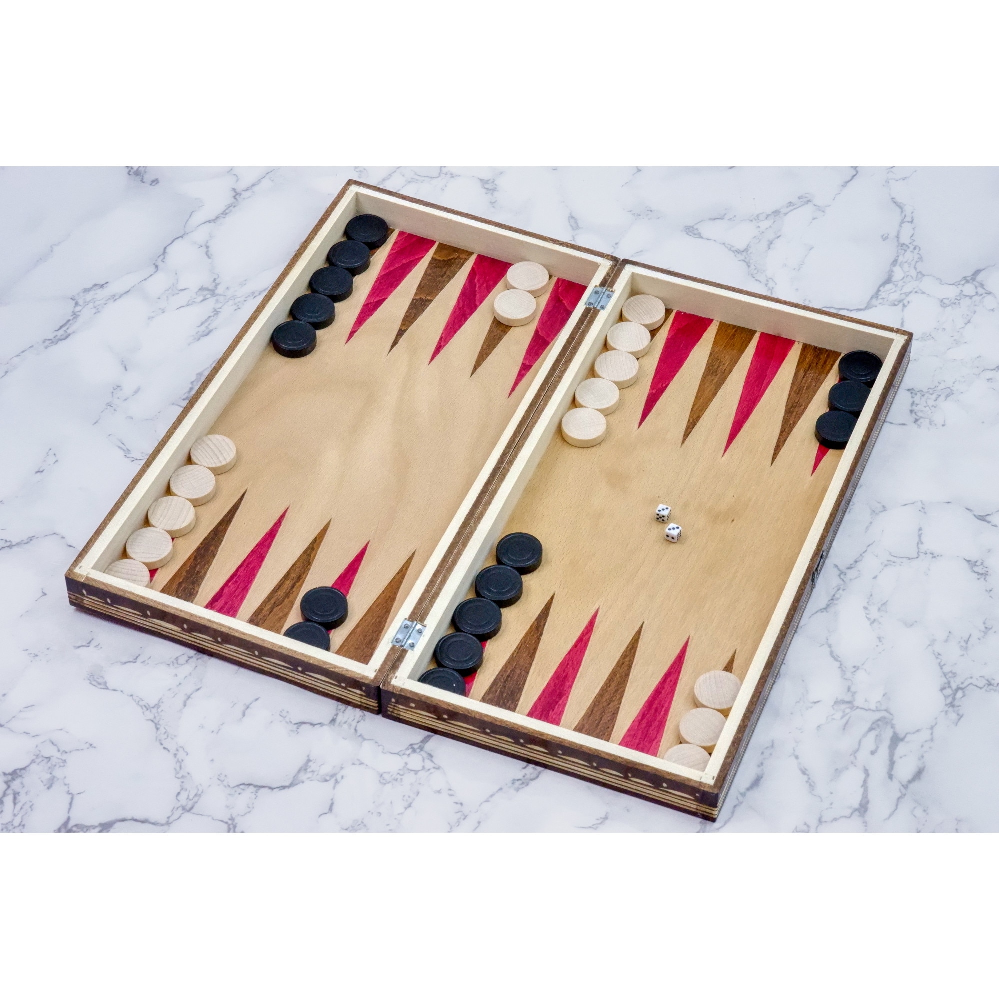 Joc Sah si Table din Lemn ROmde™, 38x38 cm, Maro cu Alb, Numerotat ...