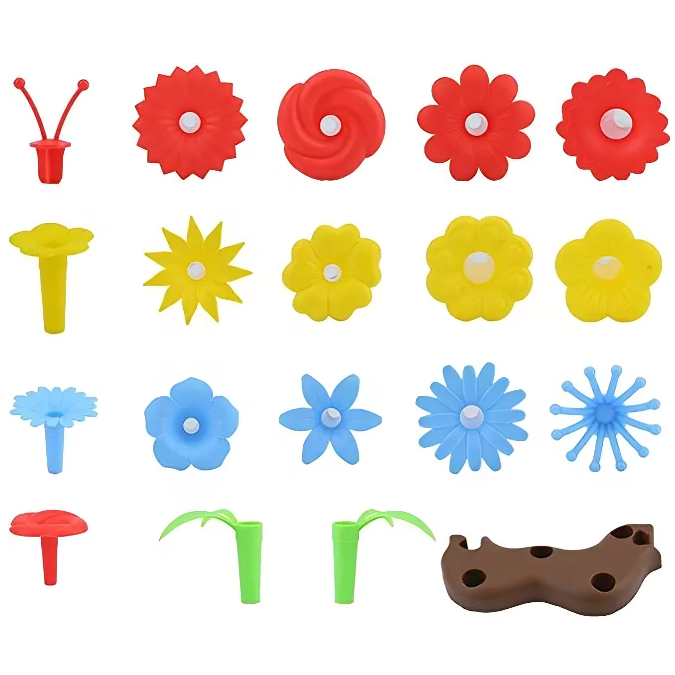Set de Construit Educativ pentru Copii, Gradina cu Flori Colorate, 56 ...