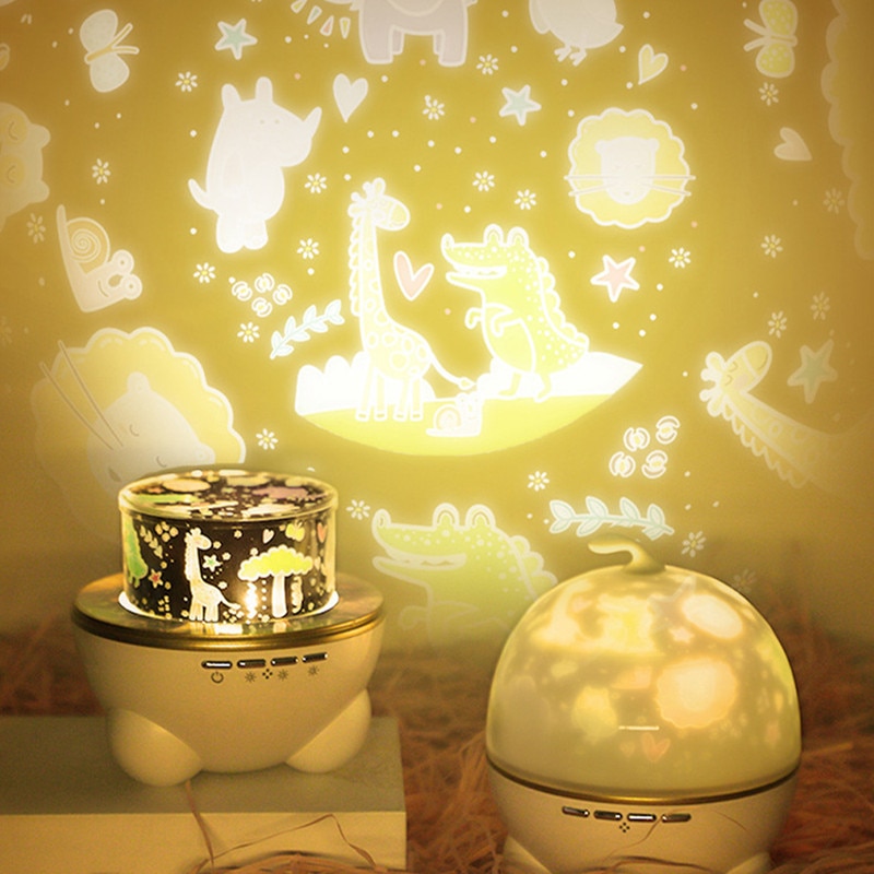 Veioza proiector pentru copii, BOMSTOM, 6 tipuri proiectii incluse, 3 ...