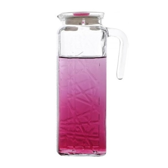 Carafa din sticla transparenta, LAV Line, cu capac si maner, 1200 ml ...