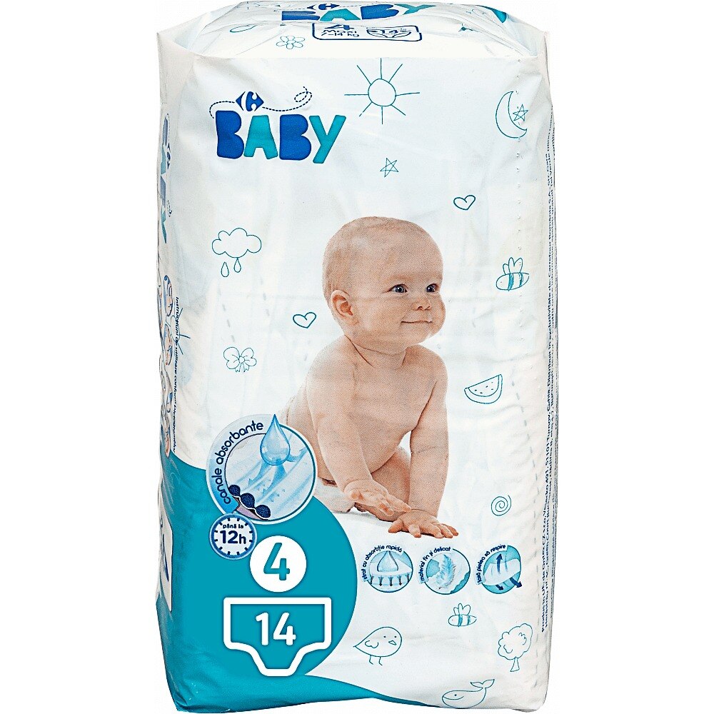 Scutece de unica folosinta maxi, Baby, 17-18 kg, 14 bucati - eMAG.ro