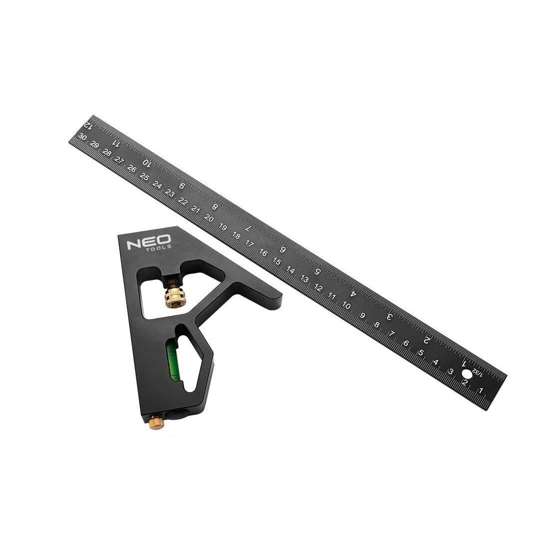 Echer tamplar/dulgher, multifunctional, aluminiu, drept, 30 cm, NEO ...