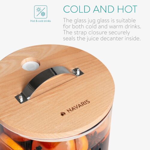 Dozator de bauturi din sticla Navaris cu robinet si stand, 5 l, Maro, 46785.04 - eMAG.ro