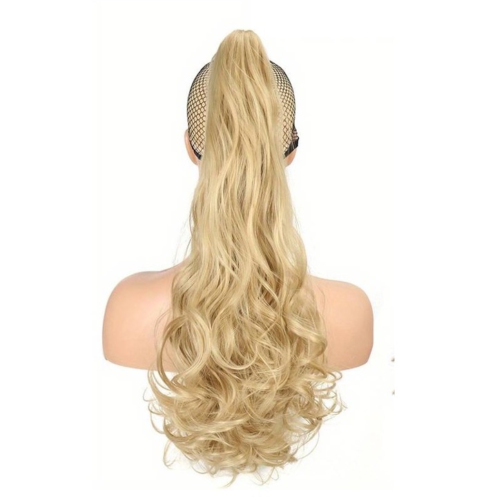 Extensie de par Coada par Blond Nisipiu, ondulata, tip cleste, 55 cm ...