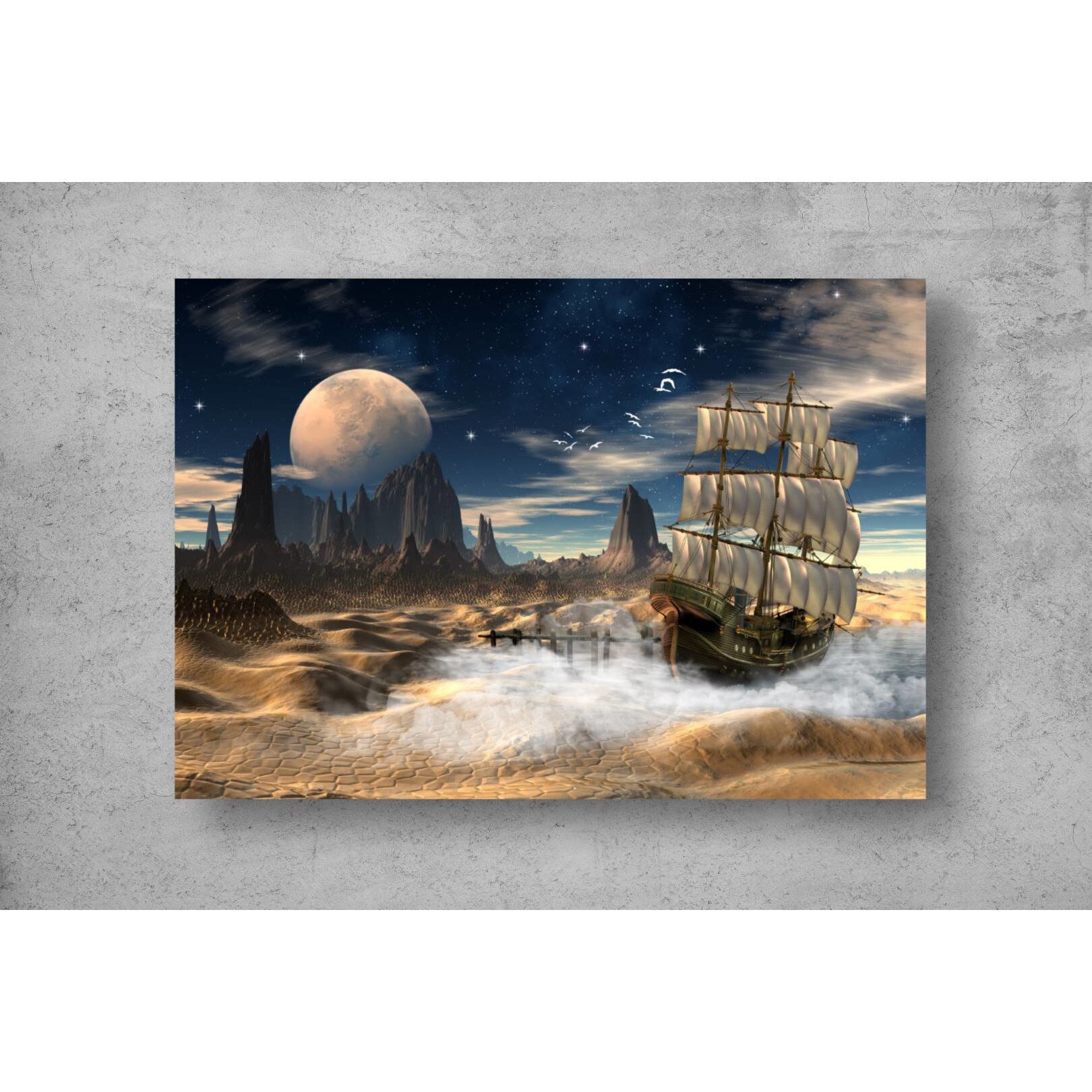Corabia Planeta Si Pasarile Abstract 3d, 50x35 cm - eMAG.ro