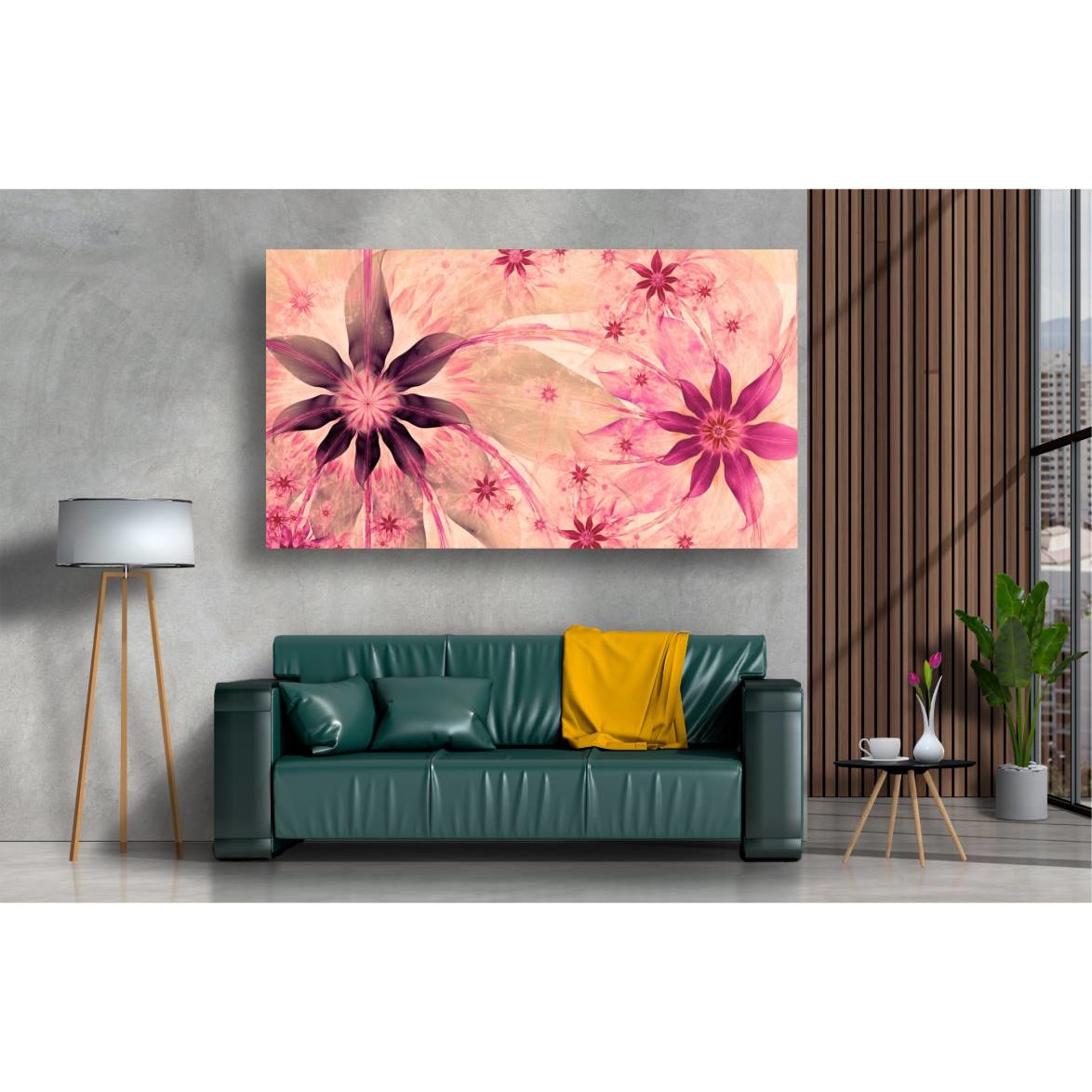 Sticker perete - Flori Colorate Abstract, 130x90 cm - eMAG.ro